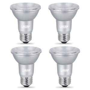 feit electric par20 led bulbs, 50w equivalent, dimmable spotlight bulbs, 3000k bright white, e26 base, 90 cri, 450 lumen, 22-year lifetime, par20 flood light bulbs, damp rated, par20dm/930ca/4, 4 pack