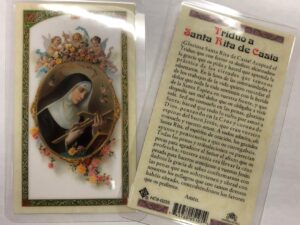 holy prayer cards for the prayer to santa rita de casia - saint of the impossible in spanish set of 2