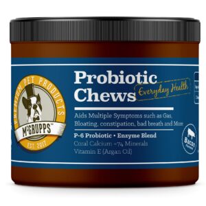 Mcgrupps Probiotic Chews for Dogs - with Natural Digestive Enzymes + Prebiotics - for Diarrhea & Upset Stomach Relief + Gas & Constipation - Allergy & Immune + Hot Spots - Made in The USA - 130 Ct