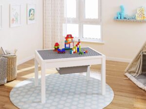 utex 2-in-1 kid activity table with storage for older kids, large play table for kids,boys,girls, white