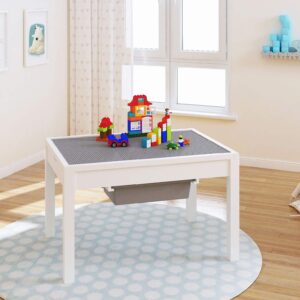 UTEX 2-in-1 Kid Activity Table with Storage for Older Kids, Large Play Table for Kids,Boys,Girls, White