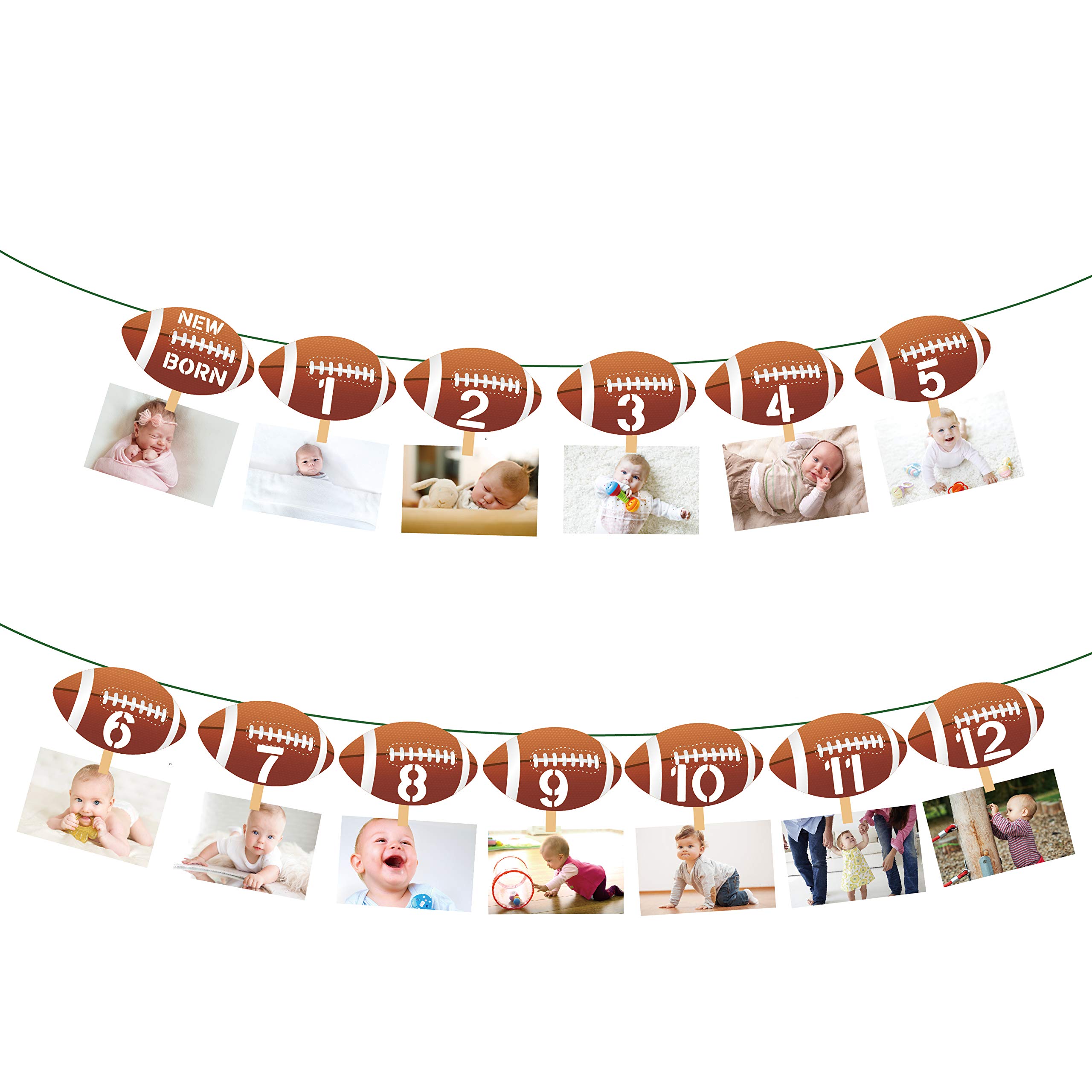 Football Photo Banner,Game Day Photo Banner,1st Birthday Baby Photo Banner for Newborn to 12 Months,Football Baby Shower,Sports Decoration for Girls,Kids,Home,Classroom,Bedroom,Office