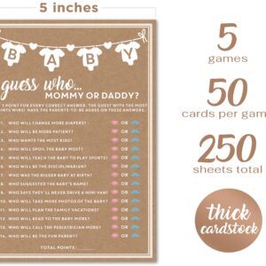 Party Hearty Baby Shower Games for Girl or Boy, 250 pcs 5 Games Activities Cards, Funny Baby Shower Games, Gender Neutral, Baby Shower Ideas