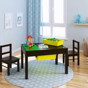 UTEX Large 2 in 1 Kid Activity Table with Storage for Older Kids, Play Table for Kids,Boys,Girls, Espresso