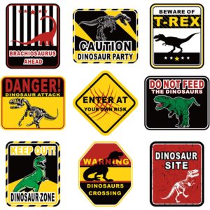 blulu 9 pcs dinosaur signs dinosaur birthday party decoration beware of dinosaur signs dinosaur crossing sign jurassic theme party wall decor for kids halloween party props