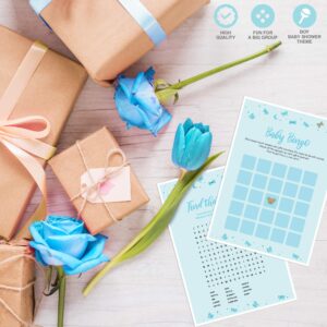 Dessie Baby Shower Games for Boys - Ultimate Boy Baby Shower Kit Includes 9 Unique Games, 25 Pens and Baby Boy Shower Decorations (100 Mini Clothespins +100 Mini Acrylic Pacifiers)