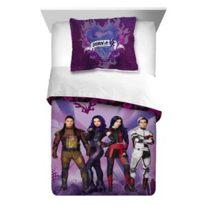 descendants 3 "wicked women 2 piece twin/full reversible comforter & sham set. featuring: jay, evie, mal & carlos