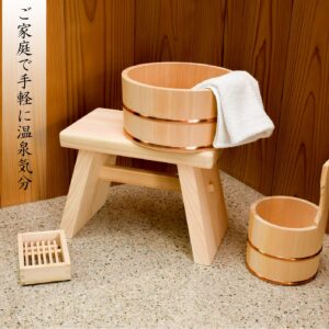 194121 Wooden Bath Chair, Height 9.1 inches (23 cm), Cypress, Made in Japan