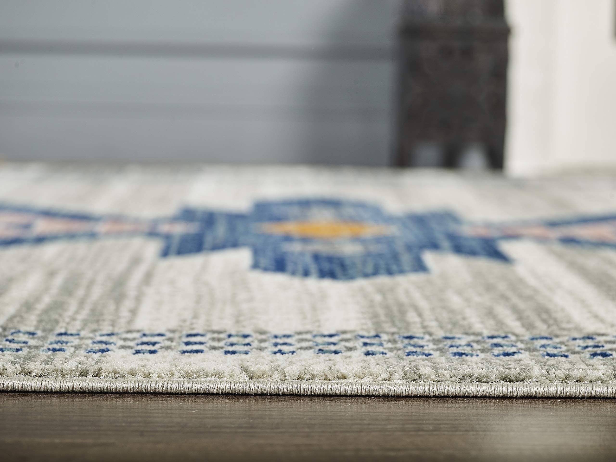 Abani Porto Collection 3' x 5' Southwestern Area Rug, Rectangular Turkish Beige & Blue Tribal Print Accent Rug Rugs