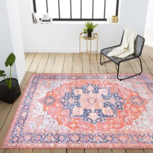 JONATHAN Y WSH109A-8 Maris Ornate Medallion Machine Washable Indoor Bohemian Transitional Area Rug,High Traffic,Kitchen,Living Room,Backyard,Non Shedding,8 X 10,Terracotta/Cream