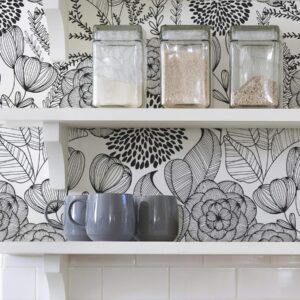 NuWallpaper NUS3501 Secret Garden Peel & Stick Wallpaper, Black