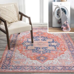 JONATHAN Y WSH109A-8 Maris Ornate Medallion Machine Washable Indoor Bohemian Transitional Area Rug,High Traffic,Kitchen,Living Room,Backyard,Non Shedding,8 X 10,Terracotta/Cream