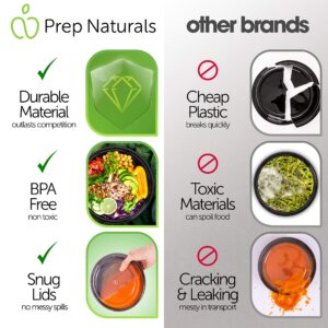 PrepNaturals Reusable Plastic Containers with Lids, 10 Pack, Black, Meal Prep Bowls, Lunch Containers, BPA, PVC and Phthalate Free, Microwave and Freezer Safe