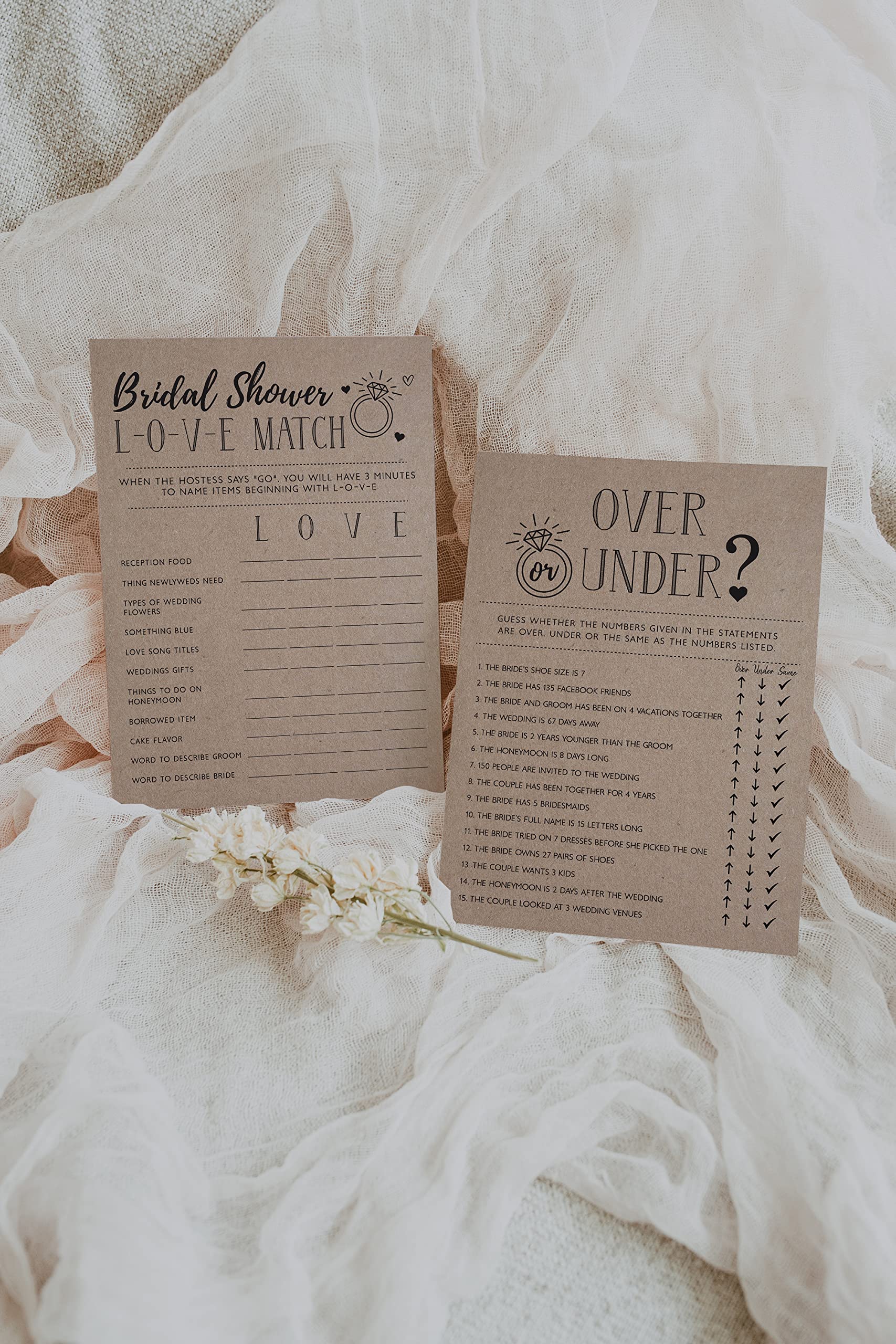 Your Main Event Prints Bridal Shower Bachelorette Games, Rustic Kraft, Word Match, What Did The Groom Say, Over and Under, Wedding Alphabet, 25 games each