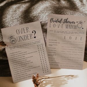 Your Main Event Prints Bridal Shower Bachelorette Games, Rustic Kraft, Word Match, What Did The Groom Say, Over and Under, Wedding Alphabet, 25 games each