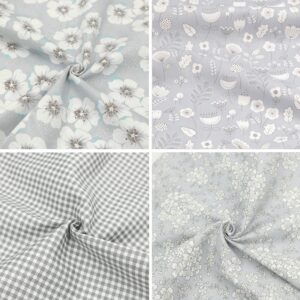 AbTwill Gray Cotton Fat Quarter Bundle Quilting Fabric for Sewing,18" x 22"