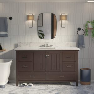 kitchen bath collection paige 60-inch single bathroom vanity (carrara/chocolate): includes chocolate cabinet with authentic italian carrara marble countertop and white ceramic sink