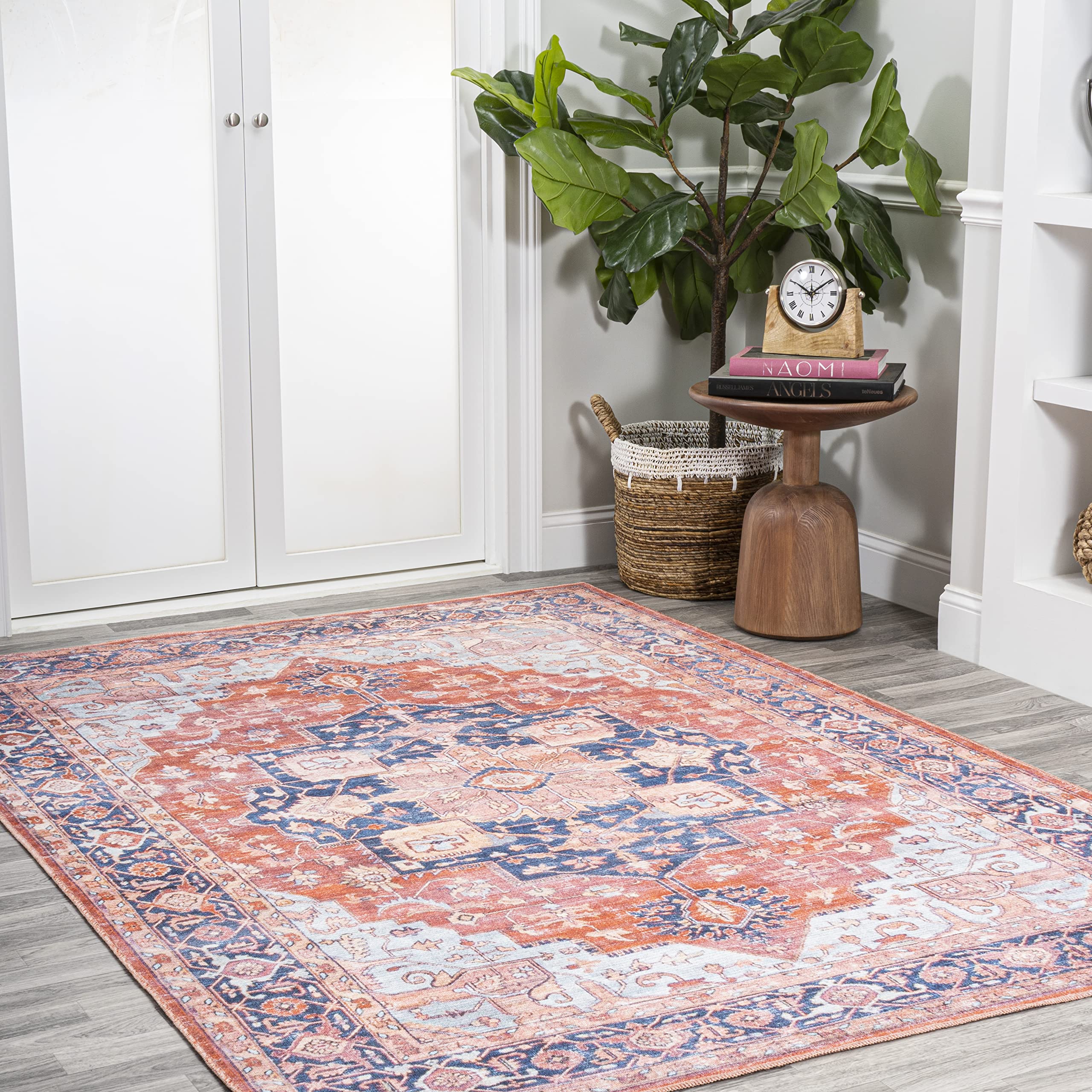 JONATHAN Y WSH109A-8 Maris Ornate Medallion Machine Washable Indoor Bohemian Transitional Area Rug,High Traffic,Kitchen,Living Room,Backyard,Non Shedding,8 X 10,Terracotta/Cream