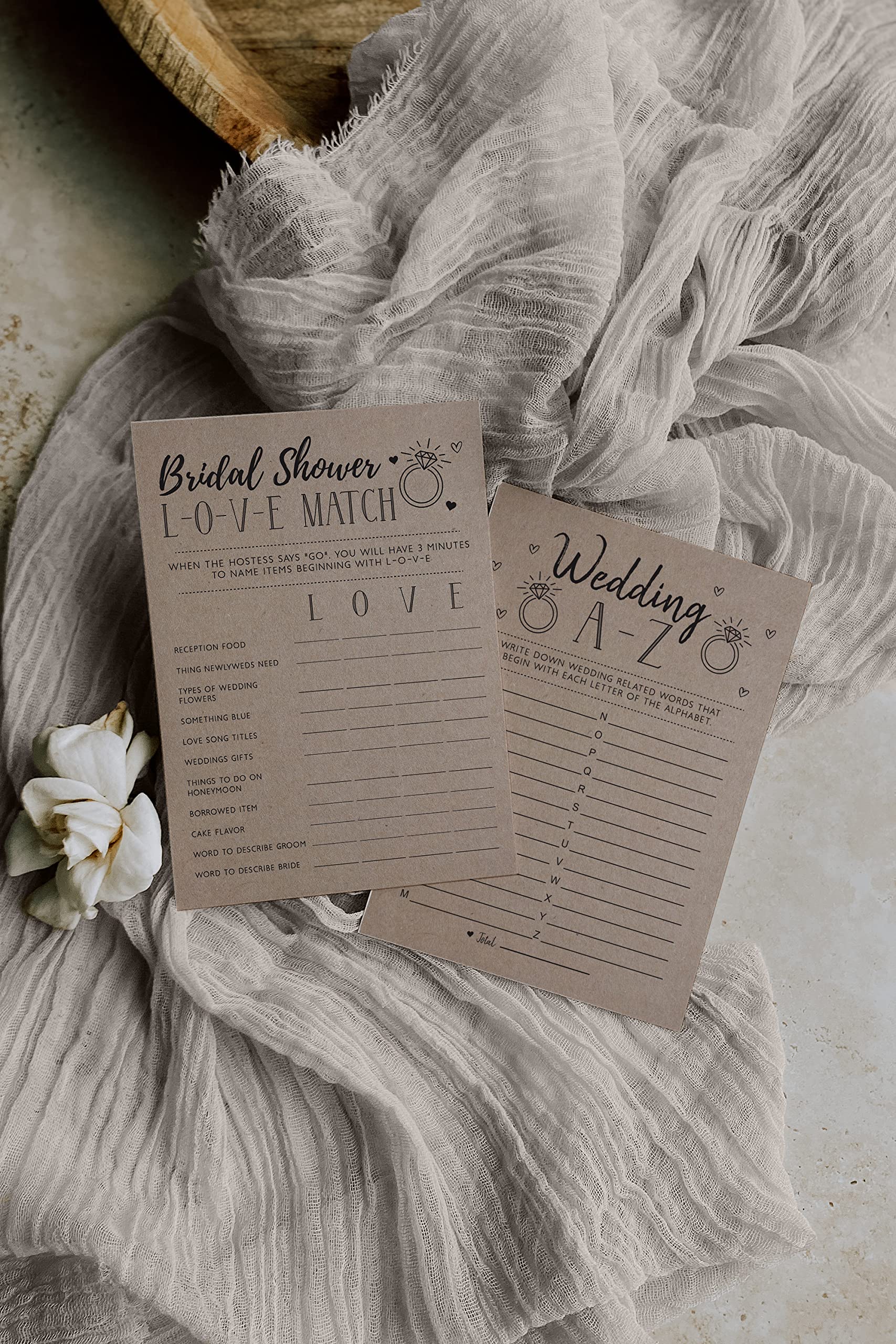 Your Main Event Prints Bridal Shower Bachelorette Games, Rustic Kraft, Word Match, What Did The Groom Say, Over and Under, Wedding Alphabet, 25 games each