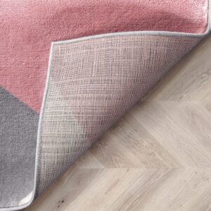 Well Woven Good Vibes Nora Blush Pink Modern Geometric Stripes and Boxes 7'10" x 9'10" 3D Texture Area Rug, Model