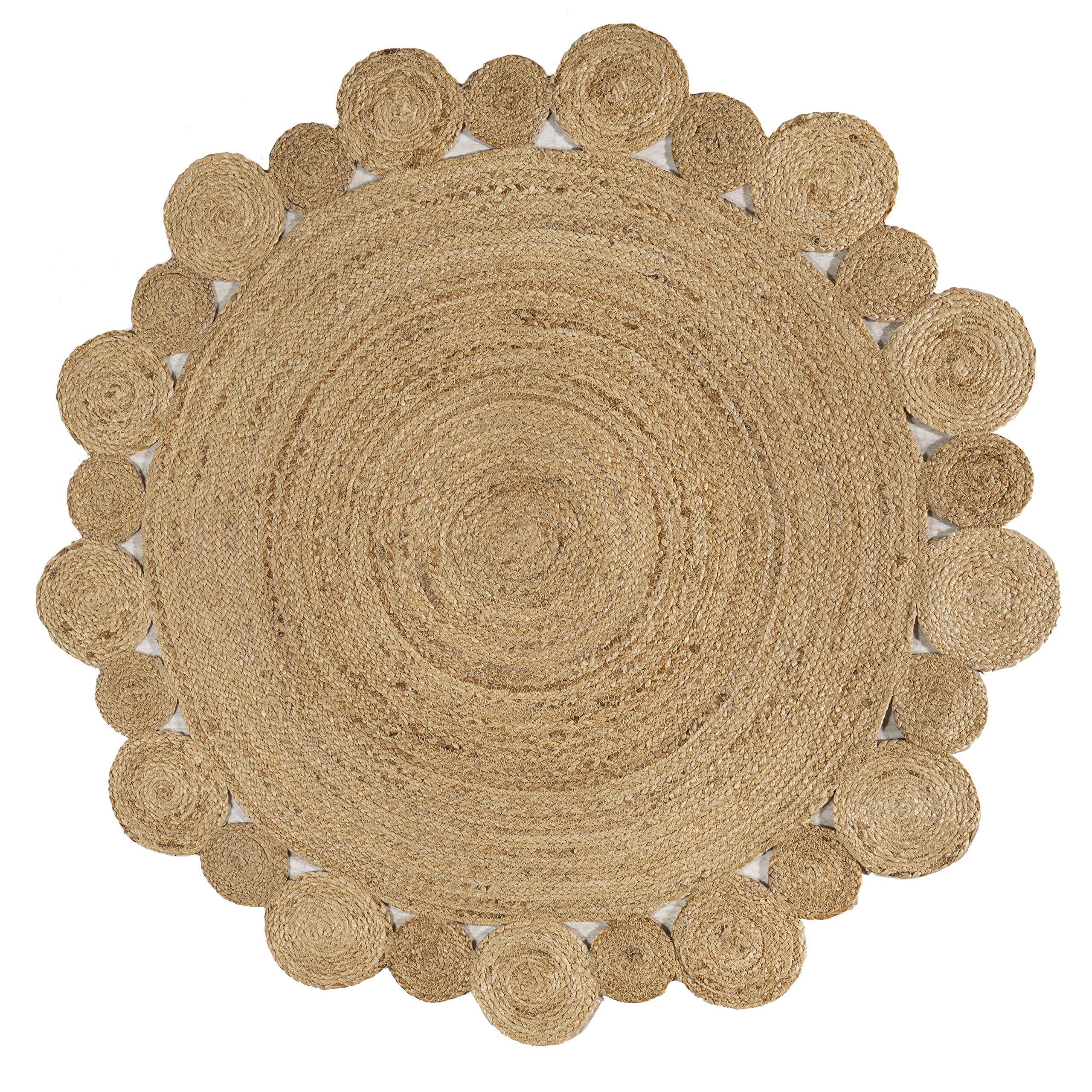 JONATHAN Y RNF102A-5R Eden Round Natural Jute Hippie Circle Indoor Area-Rug, Natural Fibers, Geometric, Bohemian Easy-Cleaning,Bedroom,Kitchen,Living Room,Non Shedding, Natural, 5' Round