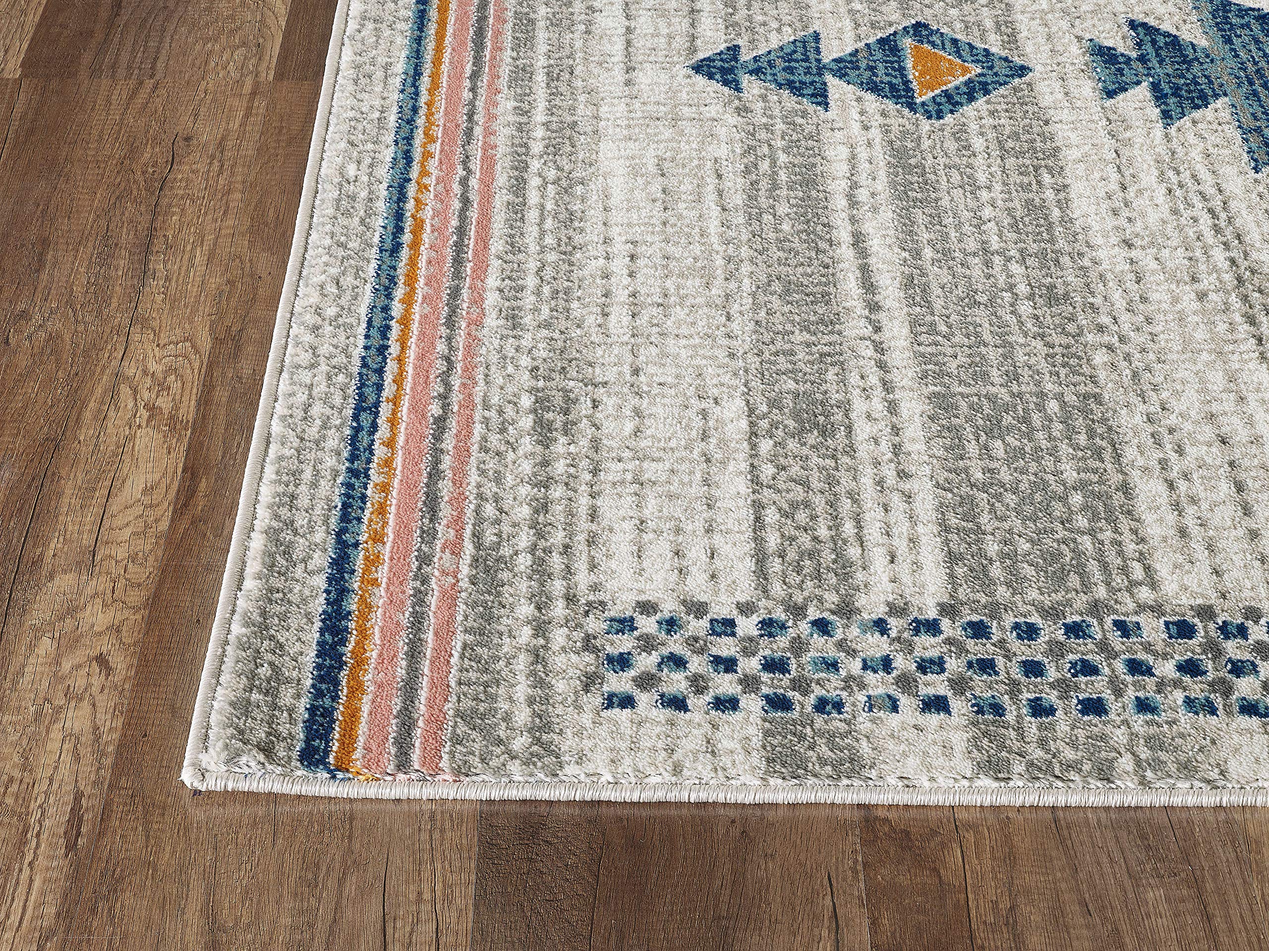 Abani Porto Collection 3' x 5' Southwestern Area Rug, Rectangular Turkish Beige & Blue Tribal Print Accent Rug Rugs