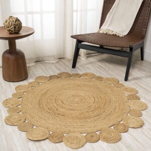 jonathan y rnf102a-5r eden round natural jute hippie circle indoor area-rug, natural fibers, geometric, bohemian easy-cleaning,bedroom,kitchen,living room,non shedding, natural, 5' round