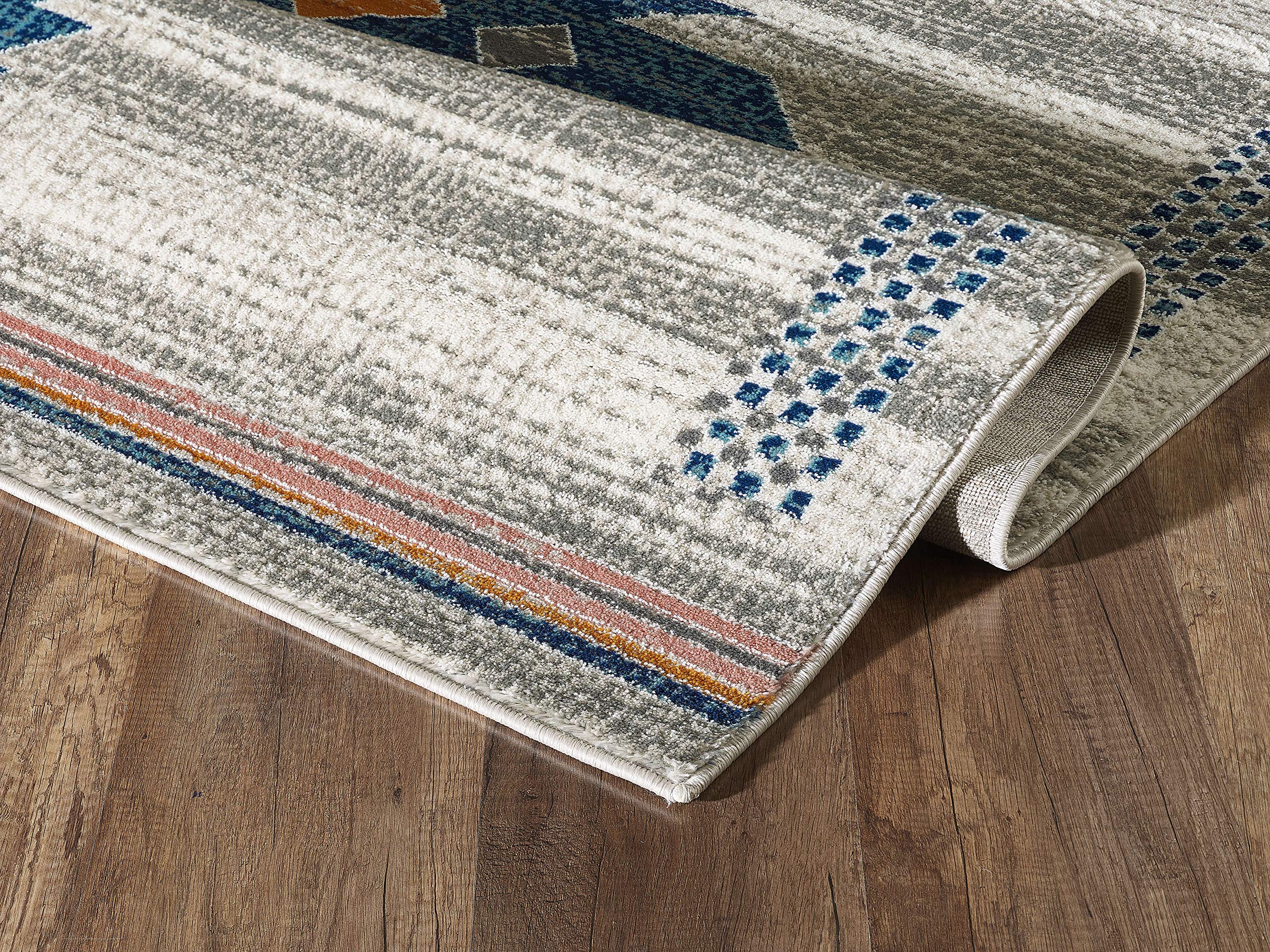 Abani Porto Collection 3' x 5' Southwestern Area Rug, Rectangular Turkish Beige & Blue Tribal Print Accent Rug Rugs