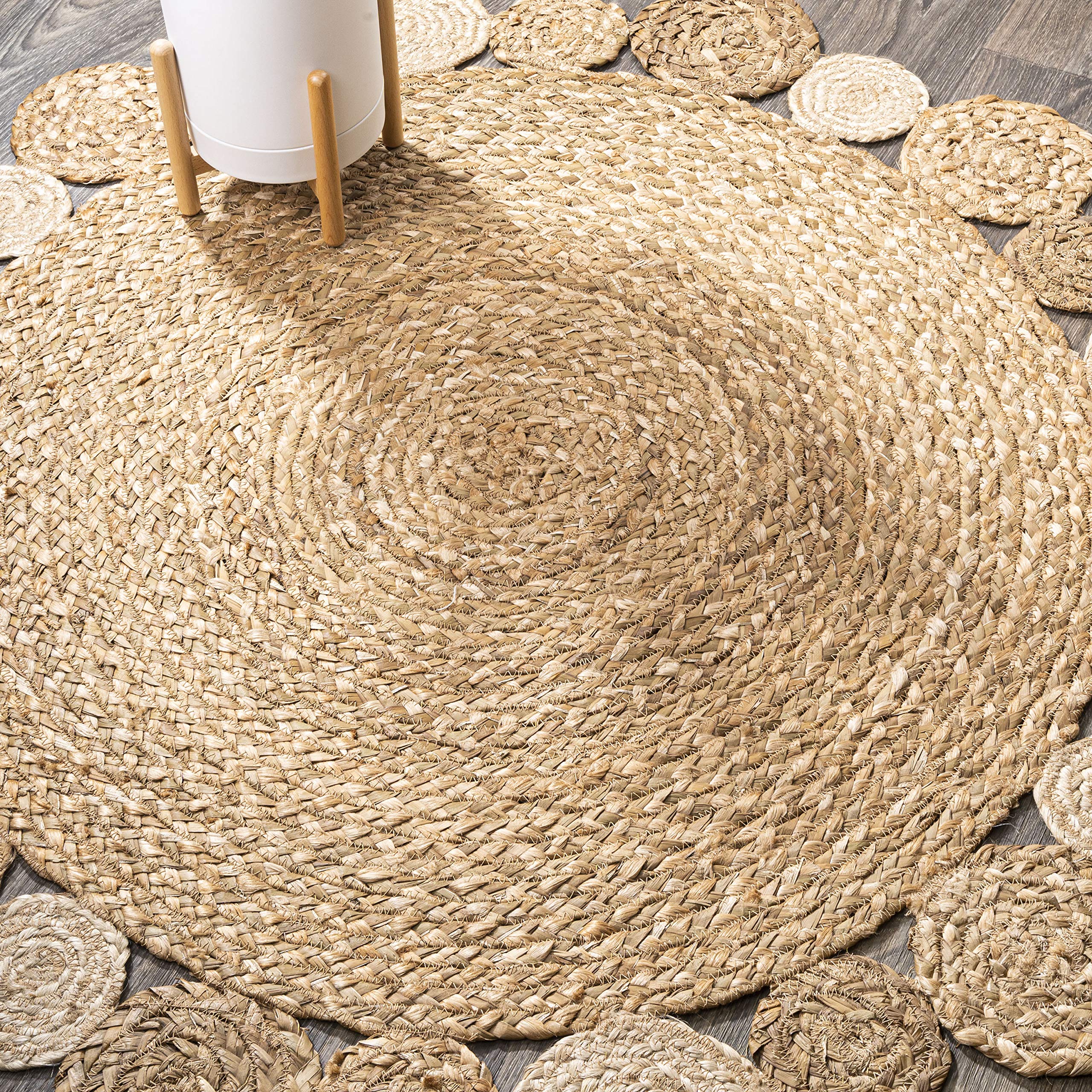 JONATHAN Y RNF102A-5R Eden Round Natural Jute Hippie Circle Indoor Area-Rug, Natural Fibers, Geometric, Bohemian Easy-Cleaning,Bedroom,Kitchen,Living Room,Non Shedding, Natural, 5' Round