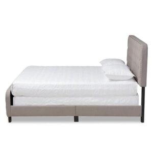 Baxton Studio Annalisa Modern Transitional Grey Fabric Upholstered Button Tufted Queen Size Panel Bed