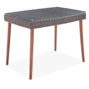 athens all-weather wicker outdoor 26" h cocktail table with glass top