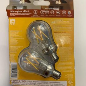 Philips LED Clear Dimmable, Warm Glow Effect A15 Light Bulb - Pack of 2 - EyeComfort Flicker Free - 5.5W=60W - 500 Lumen - Soft White (2700K) - E12 Base - Indoor