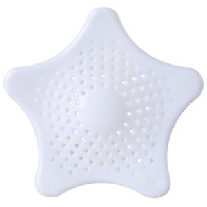 shower drain hair catcher, star silicone drain cover suction hair stopper, water trap cover for bathroom bathtub and kitchen (white)