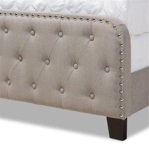 Baxton Studio Annalisa Modern Transitional Grey Fabric Upholstered Button Tufted Queen Size Panel Bed