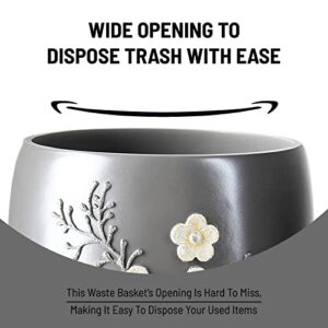 Popular Bath Bloomfield Grey Resin Trash Can, 9" x 6" x 9.5", Open-Top