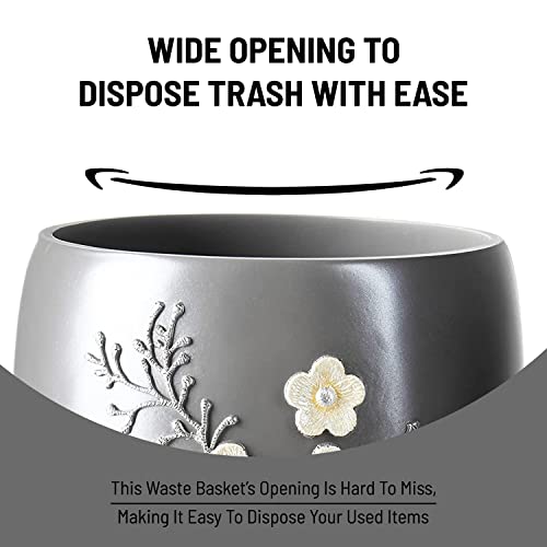 Popular Bath Bloomfield Grey Resin Trash Can, 9" x 6" x 9.5", Open-Top