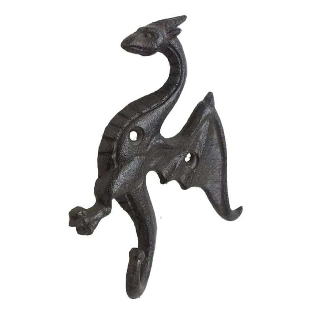 PlayDo Dragon Vintage Cast Iron Hooks Hangers for Wall Hanging Key Coats Towel (Dragon-3)