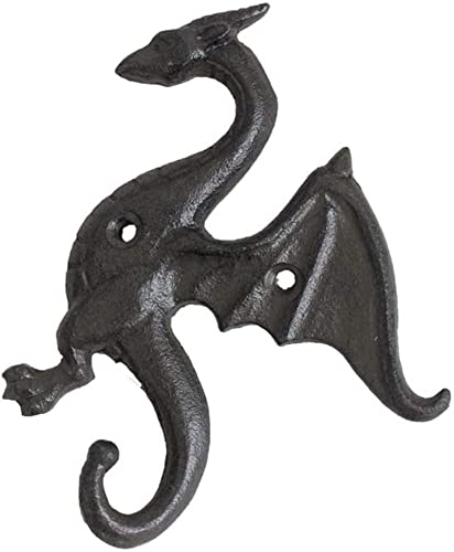 PlayDo Dragon Vintage Cast Iron Hooks Hangers for Wall Hanging Key Coats Towel (Dragon-3)