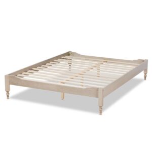 Baxton Studio Laure French Bohemian Antique White Oak Finished Wood Full Size Platform Bed Frame