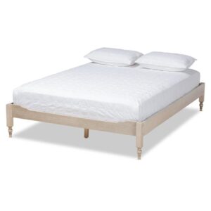 baxton studio laure french bohemian antique white oak finished wood full size platform bed frame