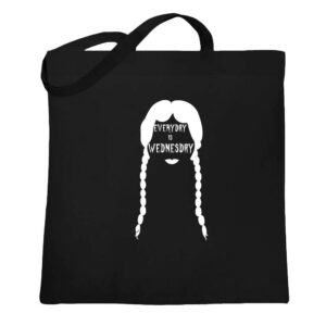 pop threads every day is gothic funny halloween goth canvas tote bag black 15x15 inches