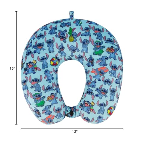 FUL Disney Stitch Kids Travel Neck Pillow for Airplane, Car and Office Comfortable and Breathable, Blue