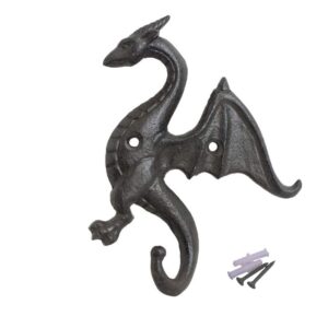 playdo dragon vintage cast iron hooks hangers for wall hanging key coats towel (dragon-3)