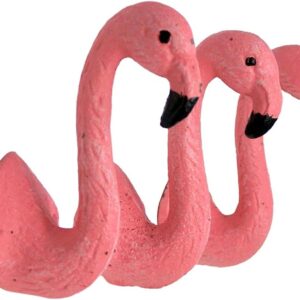 Wowser Pink Tropical Flamingo Cast Iron Wall Mount Coat Hooks, 4 Inch, Set of 3