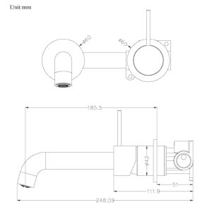 ZUKKI Copper Bathroom Fixtures Vanity Vessel Sink Faucet Wall Mounted Brass Basin Mixer Taps Sink Mixer Tap Bathroom Faucets Hot and Cold Spout Sink Rough Valve Bathtub Faucet Polished Chrome