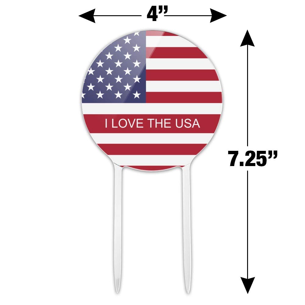 GRAPHICS & MORE Acrylic American USA Flag Personalized Custom Cake Topper Party Decoration for Wedding Anniversary Birthday Graduation