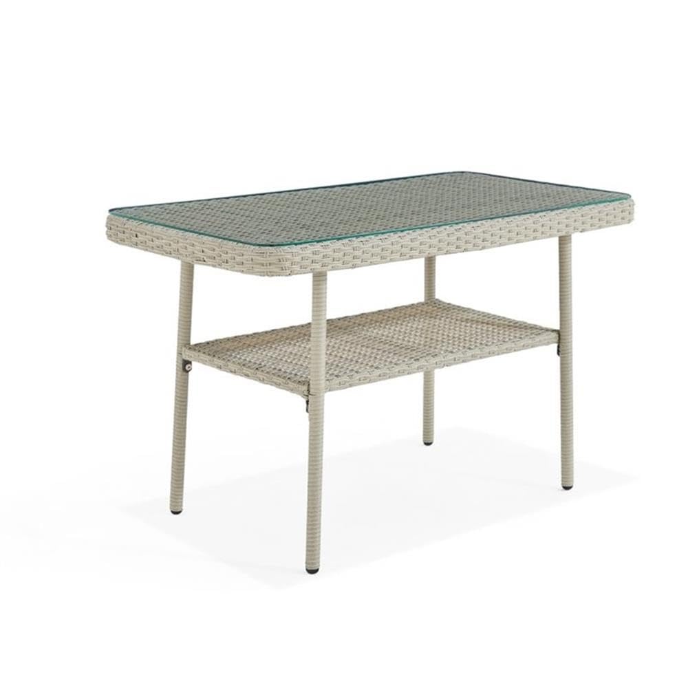 Windham All-Weather Wicker Outdoor 26" H Cocktail Table with Glass Top