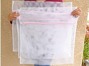 donna's she-shed 3 pack x-large mesh laundry bags 23" x 23" for sweaters, dresses, stuffed toys, delicates. helps protect delicates in the wash. use for large item or multiple medium/small items.