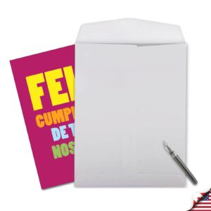 NobleWorks, Big Feliz Cumpleanos - Jumbo Spanish Birthday Card from All of Us (8.5 x 11 Inch) - Group Birthday Greeting J3243BDG-US-SL