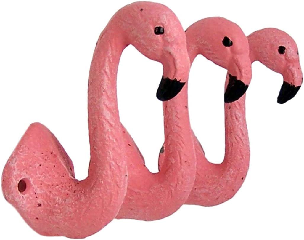 Wowser Pink Tropical Flamingo Cast Iron Wall Mount Coat Hooks, 4 Inch, Set of 3